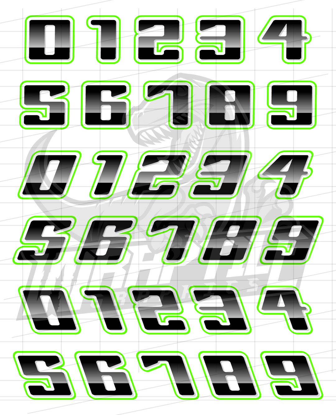 Racing Fonts Number Collection 16 – Wraptile Shop