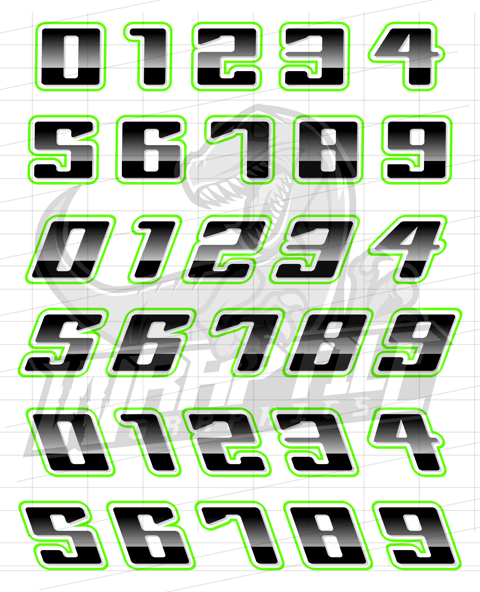 Racing Fonts Number Collection 16 – Wraptile Shop
