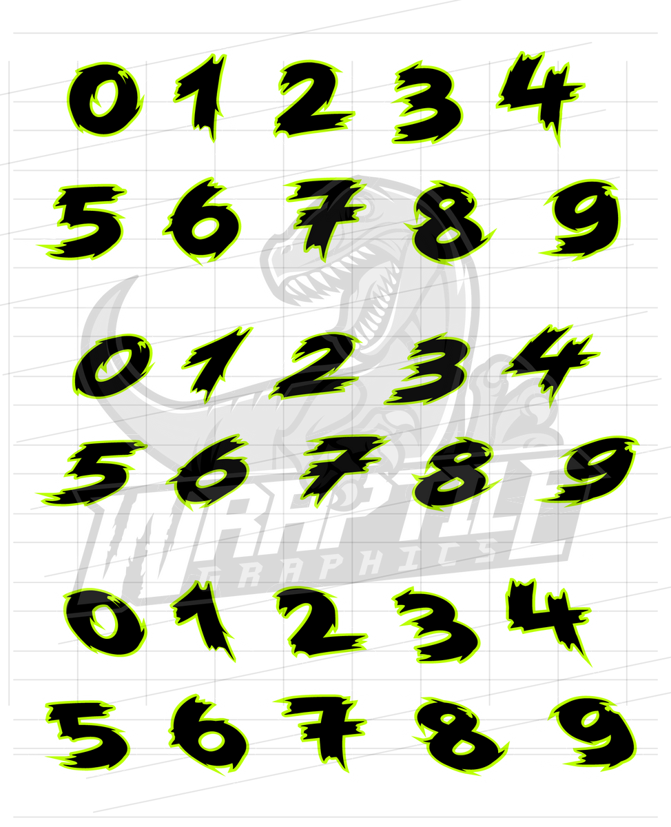 Racing Fonts Number Collection 17 – Wraptile Shop