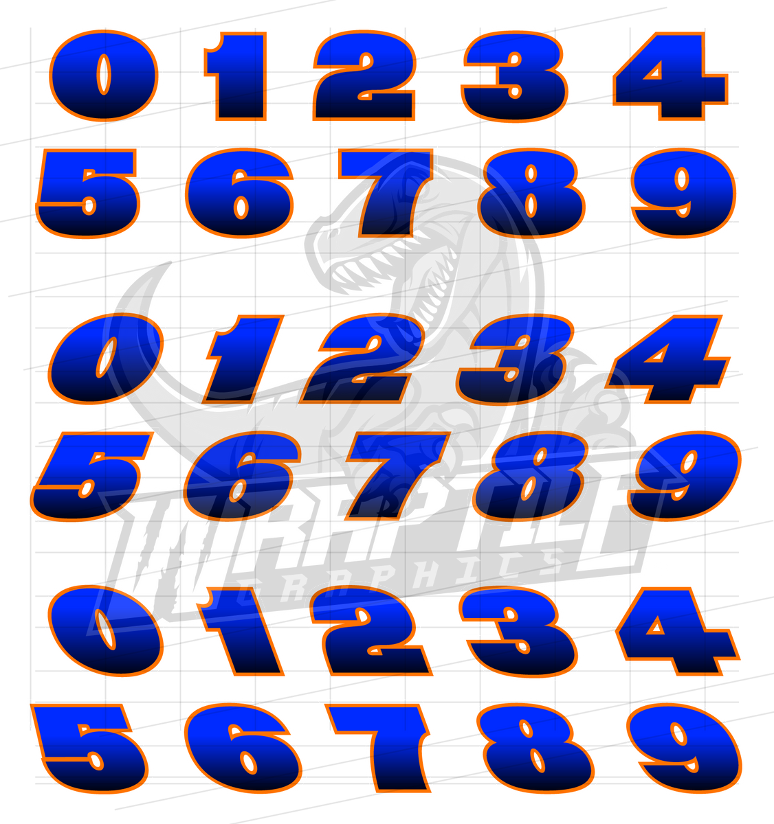 Racing Fonts Number Collection 18 – Wraptile Shop