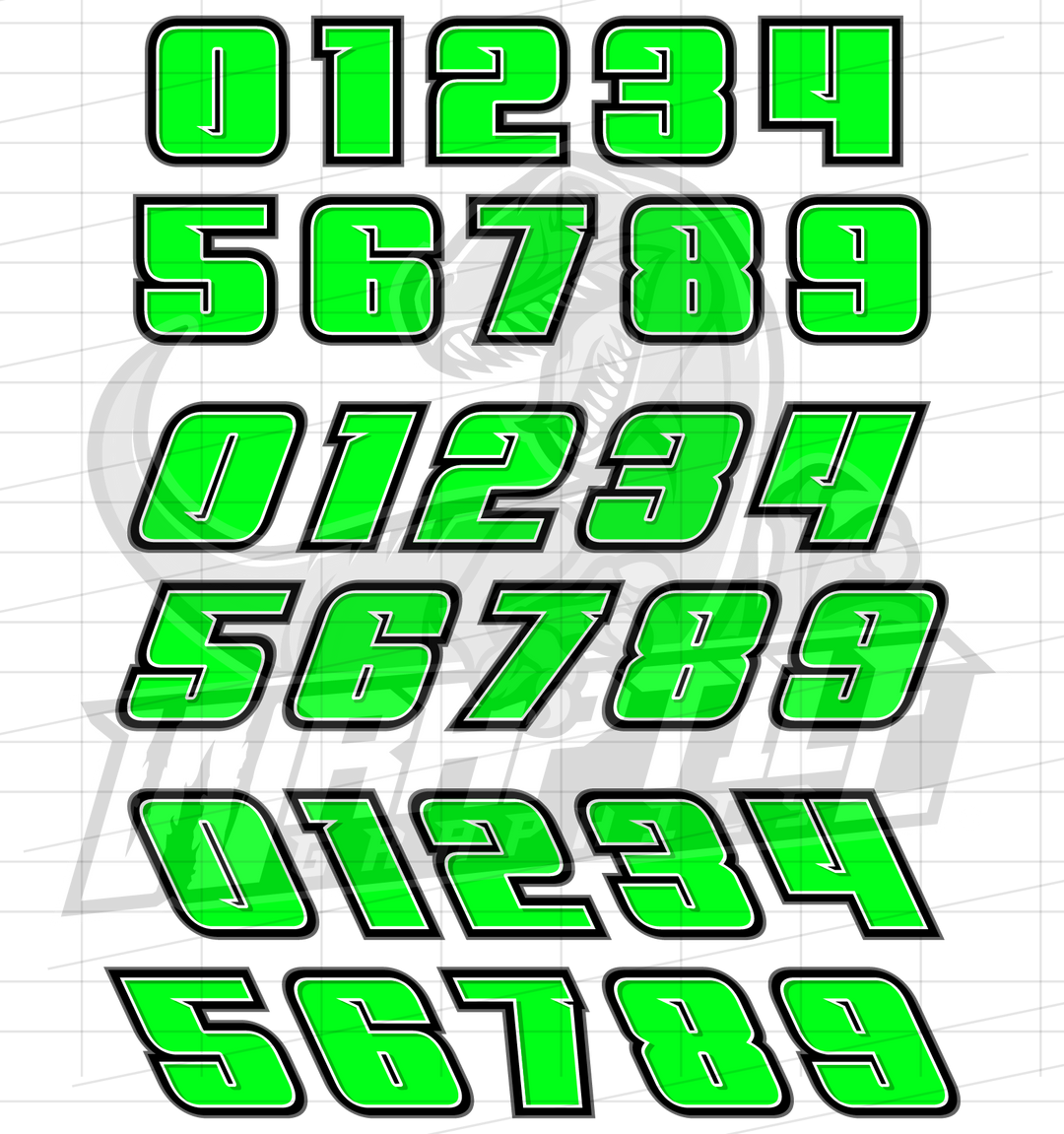 Racing Fonts Number Collection 19 – Wraptile Shop
