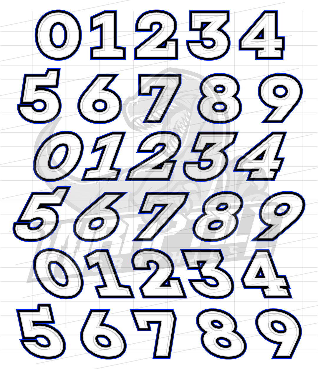 Racing Fonts Number Collection 24 – Wraptile Shop